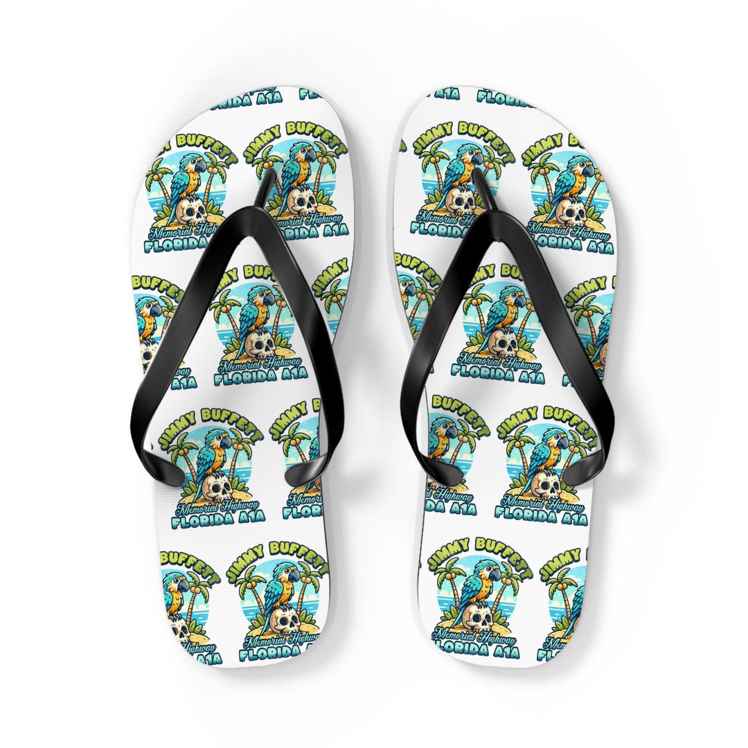 Jimmy Buffett Fun Tropical Flip Flops, Beach Footwear, Vacation Sandals ...