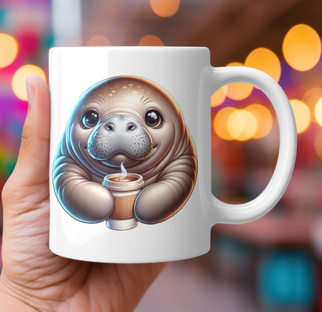 Cute Manatee Coffee Mug Adorable Sea Creature Cup, Best Gift for Coffee ...