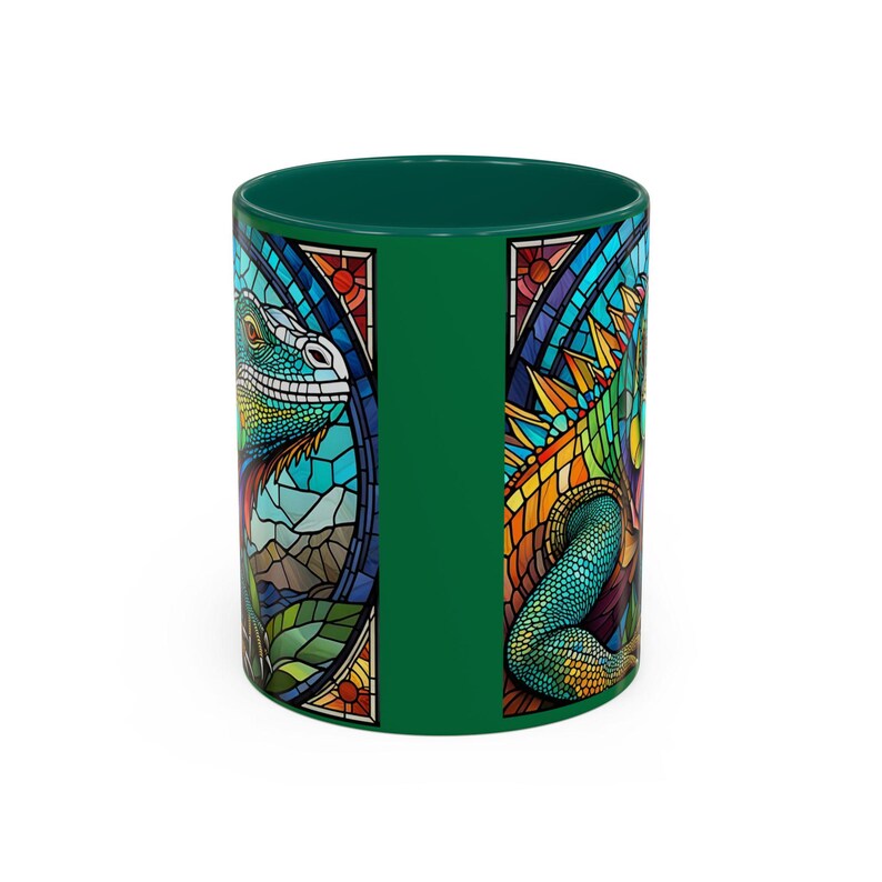Iguana Vibrant Stained Glass Lizard Mug - Colorful Coffee Cups for ...