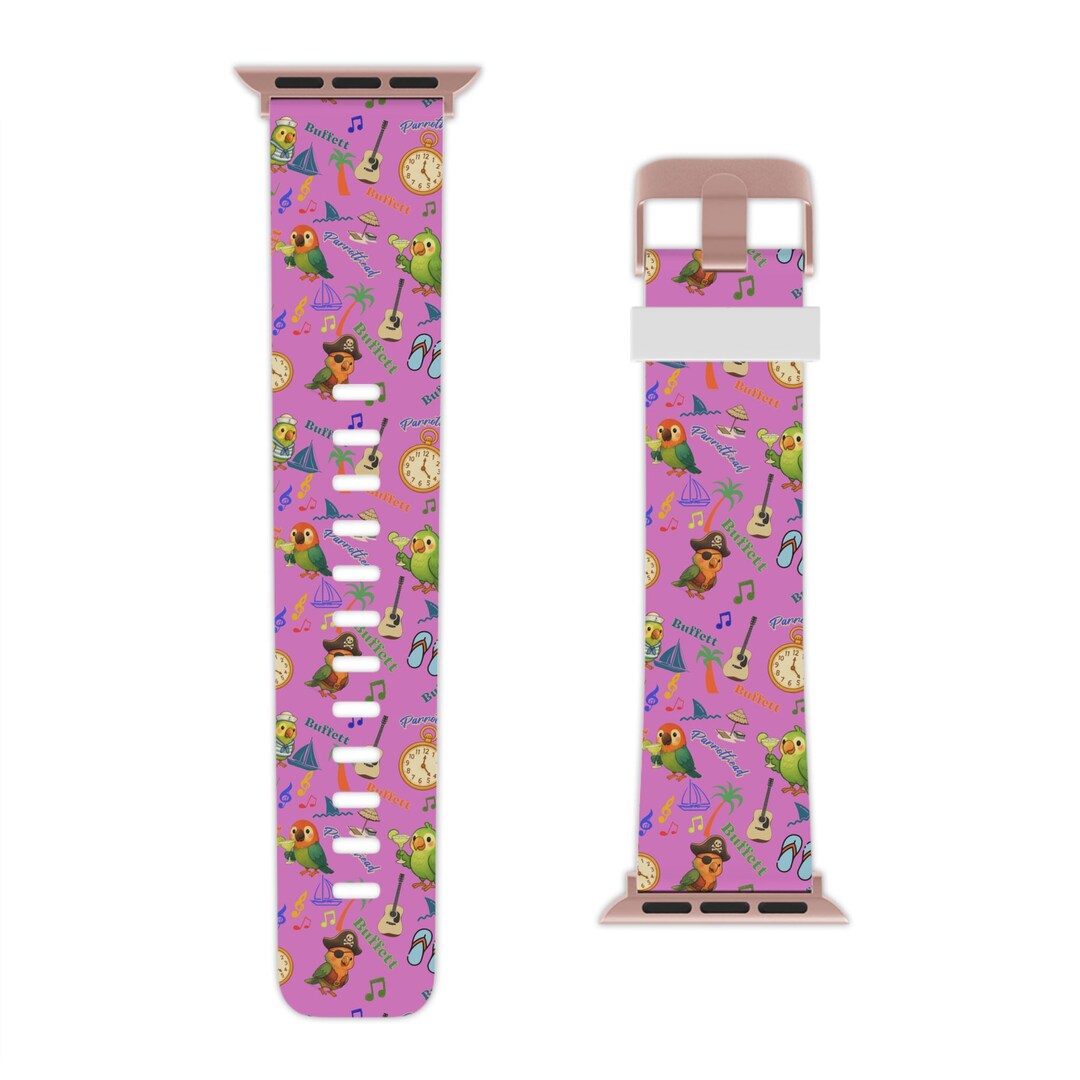 Jimmy Buffett Parrothead Pink Tropical Parrot Pattern Watch Band for ...
