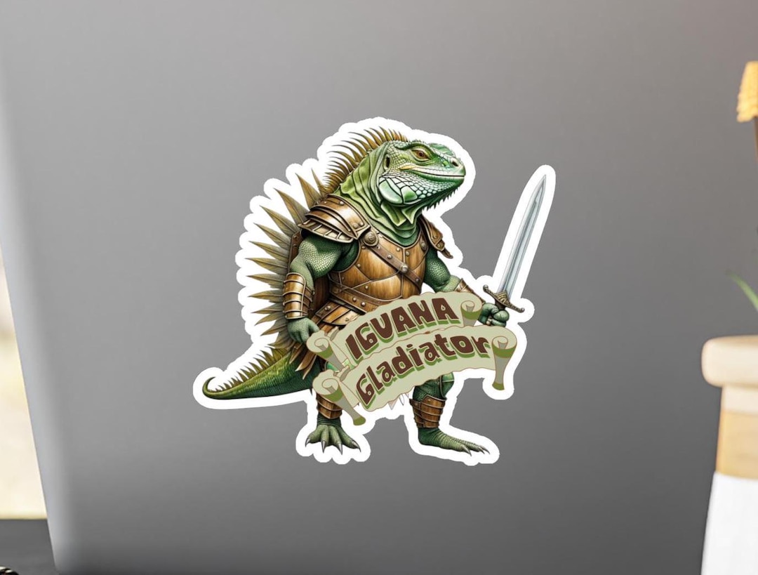 Iguana Gladiator Kiss-cut Vinyl Decal, Reptile Lover, Lizard, Movie ...