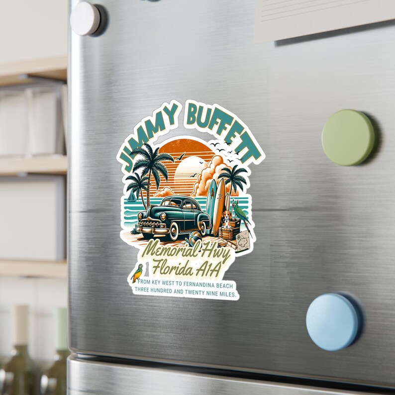 Jimmy Buffett Retro Beach Vinyl Decals - Jimmy Buffett Fans Fun Car ...