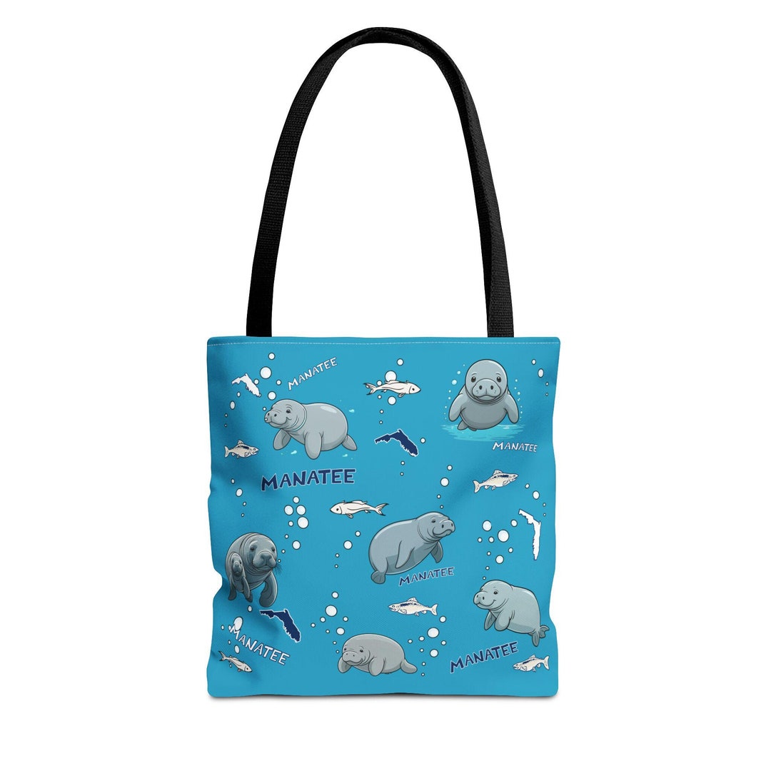 Manatee Tote Bag, Cute Marine Life Beach Bag, Florida Tote Bag, Eco ...