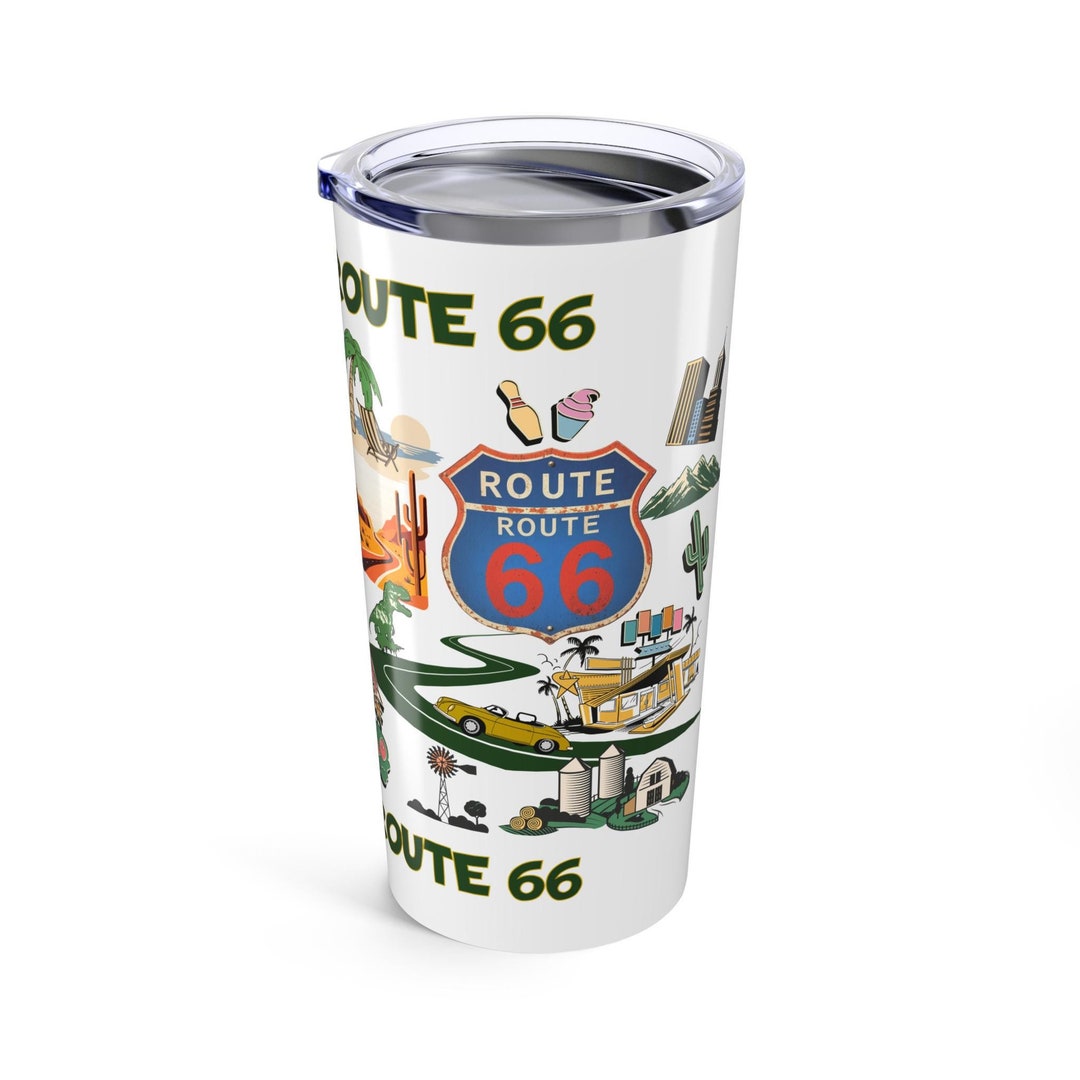 Route 66 Vintage Map Tumbler 20oz - Travel Mug, Nostalgic Road Trips ...