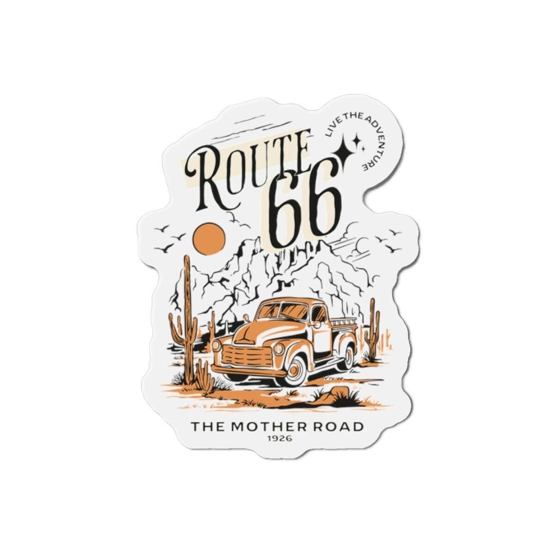 Retro Route 66 Die-cut Magnets | Adventure, Car Enthusiast Gifts, Road ...