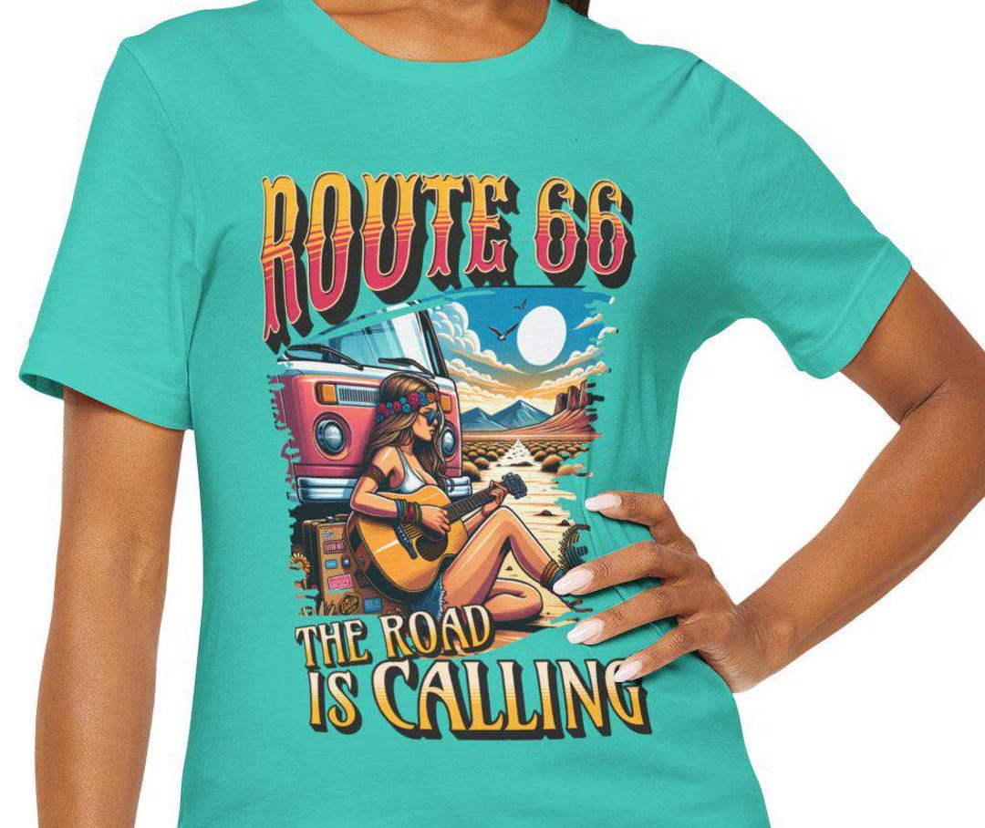 Retro Route 66 Tee - the Road is Calling, Vintage Travel Shirt, Summer ...