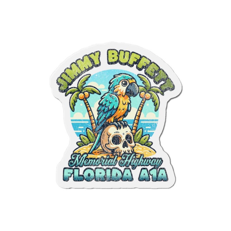 Jimmy Buffett Memorial Highway Florida A1A Tropical Parrot Die-cut ...