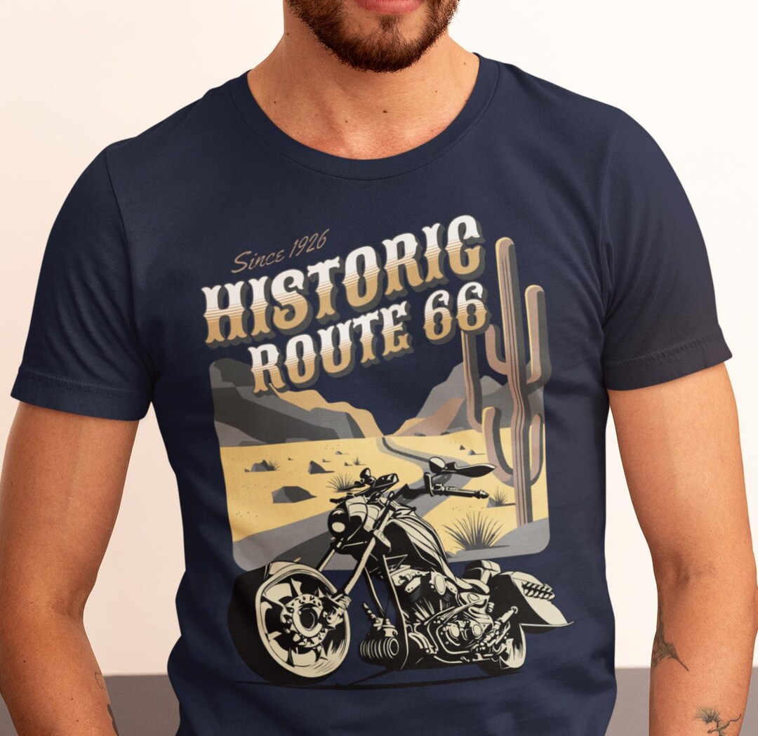 Route 66 Historic Highway T-shirt: Motorcycle, Desert Highway, the ...