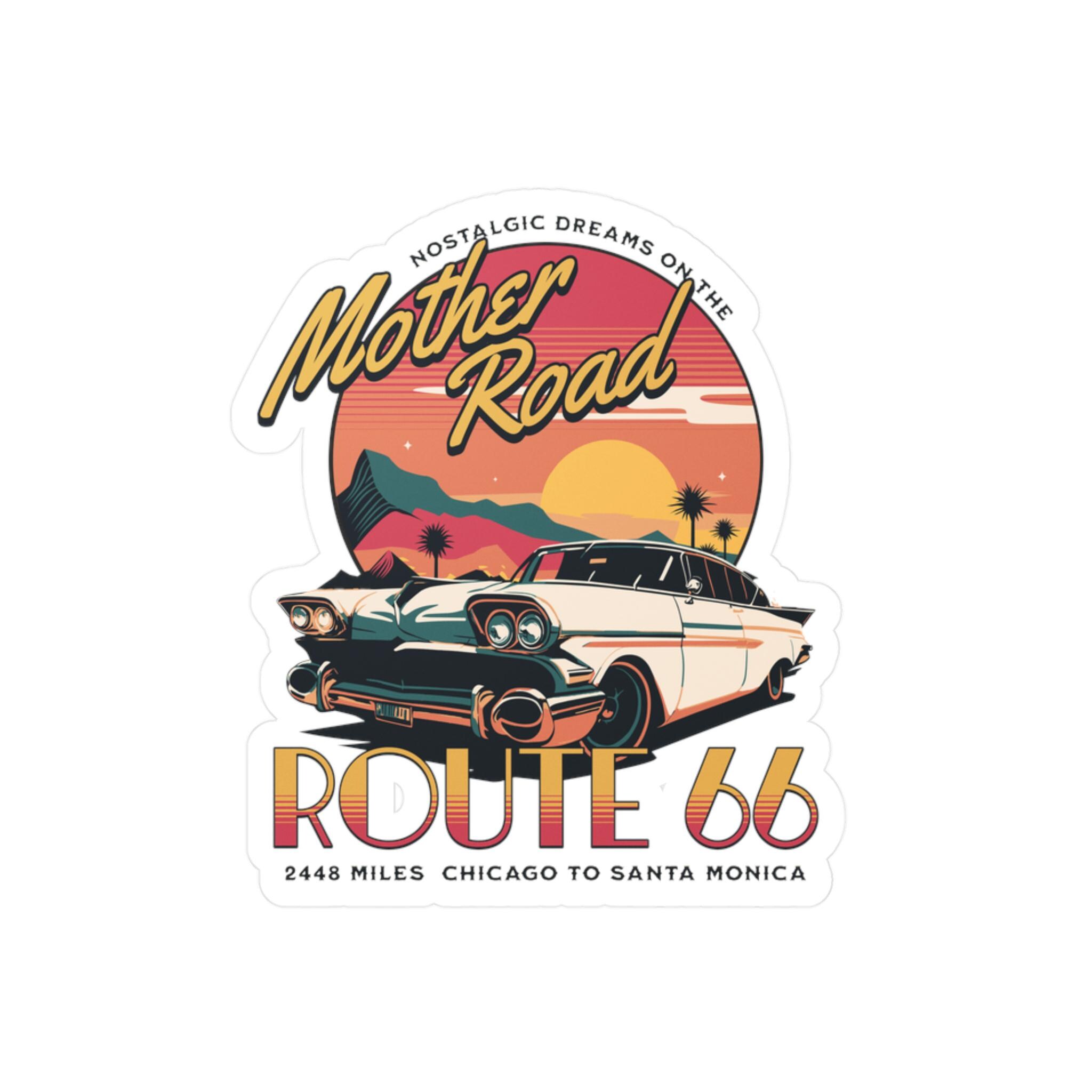 Route 66 Vintage Kiss-cut Vinyl Decals, Nostalgic Car Stickers, Travel ...