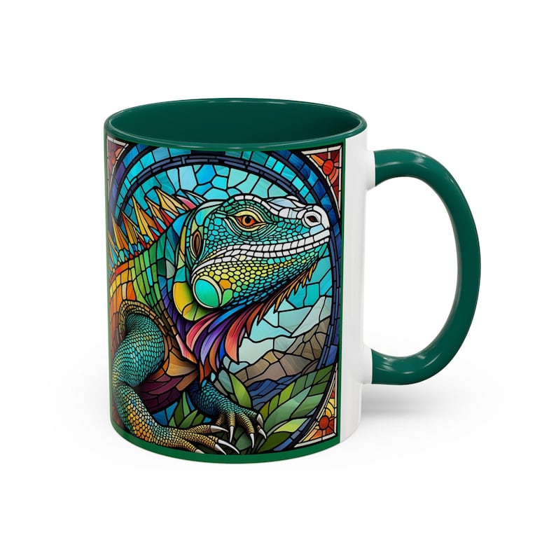 Iguana Vibrant Stained Glass Lizard Mug - Colorful Coffee Cups for ...
