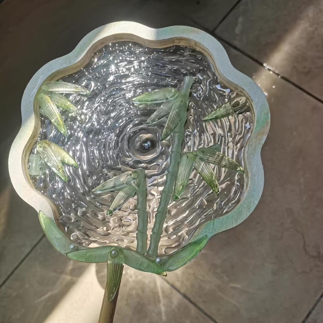 Water Fan, Transparent Epoxy Fan, Bamboo Leaf Water Fan, Epoxy Fan ...