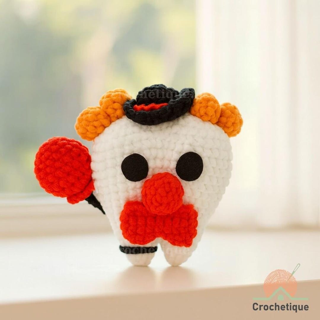 Halloween Clown Tooth Amigurumi Pattern, Crochet Tooth PDF Tutorial ...
