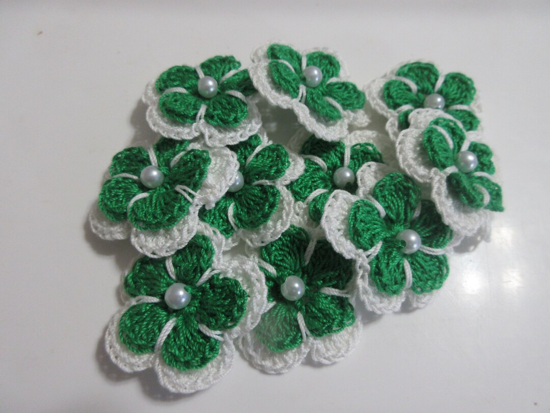 Crochet Peek a Boo Flowers With Pearls, Ready Made, Cotton ...