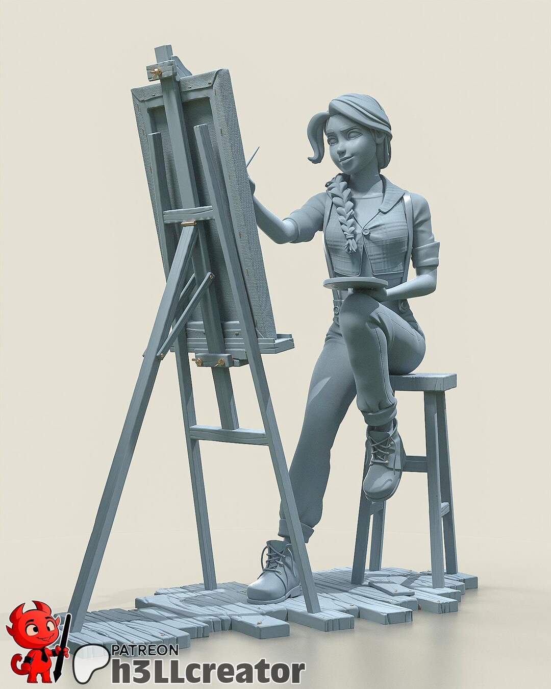 Leah Figure Artist Painting 136 Mm Model Building Set 3D Printed Statue ...