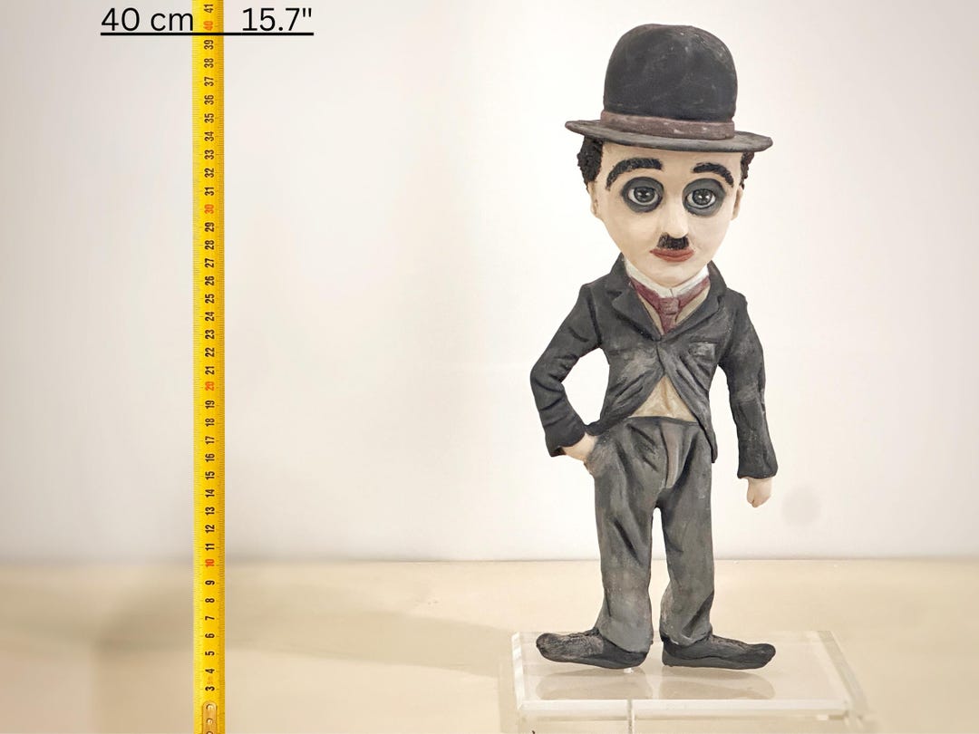 Ceramic Art Doll; Charlie Chaplin, the Little Tramp Tribute Figurine ...