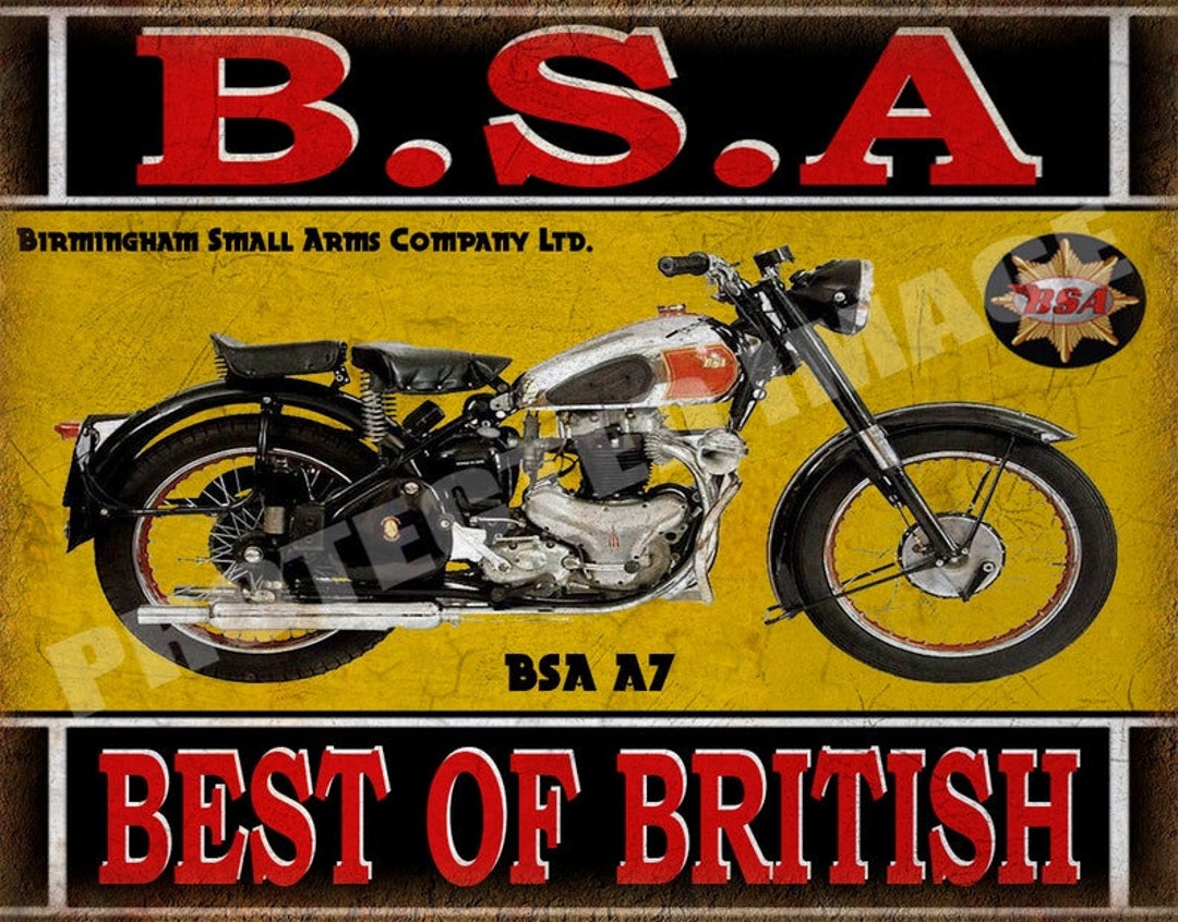 BSA A7, Vintage Retro Style Motorcycle , Metal , Tin Sign , Poster Wall ...