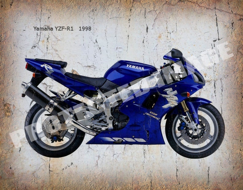 YAMAHA YZF-R1 1998, Vintage Retro Style Motorcycle , Metal , Tin Sign ...