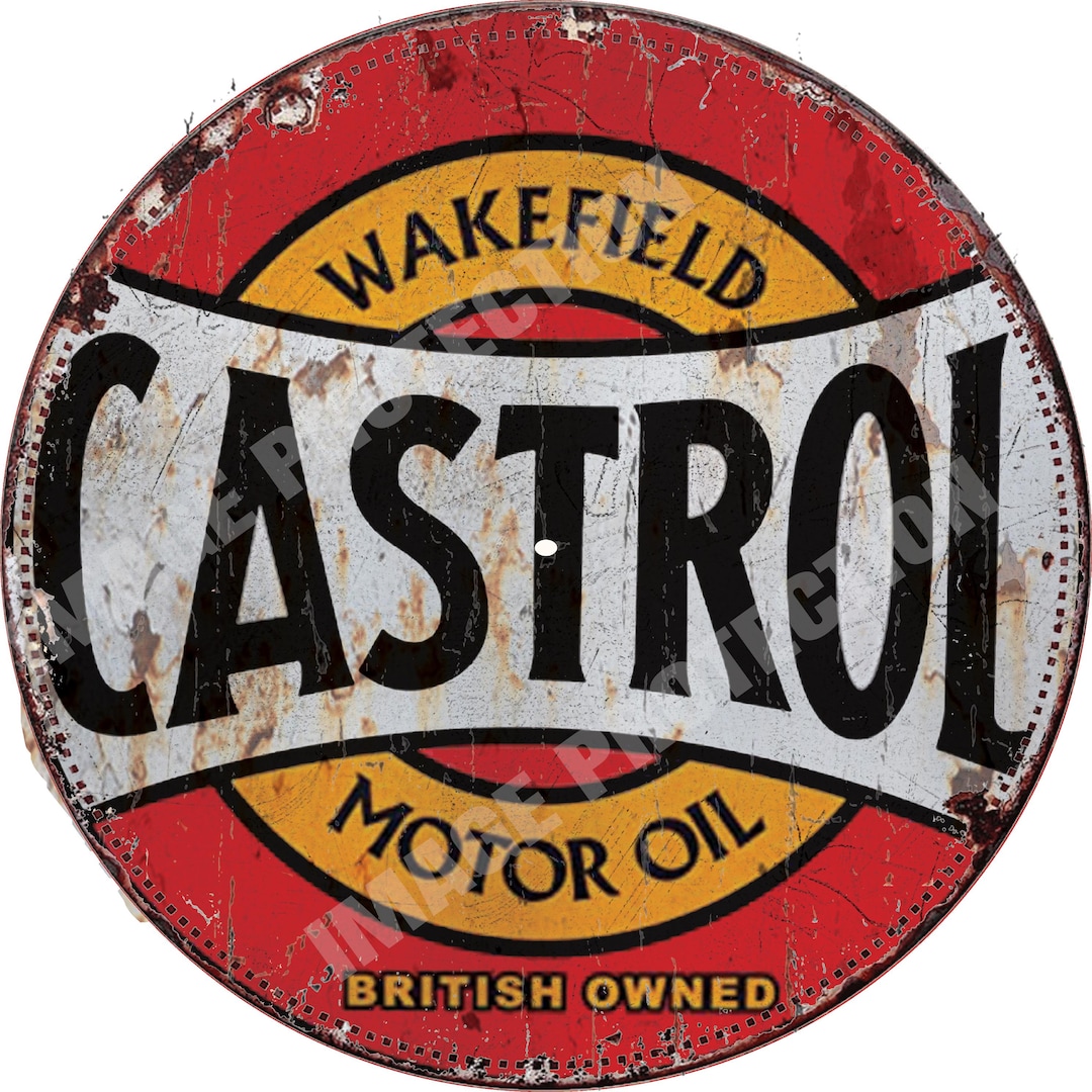 Castrol Motor Oil , Round Metal Tin Sign , 30cm Diameter 12" ,garage ...