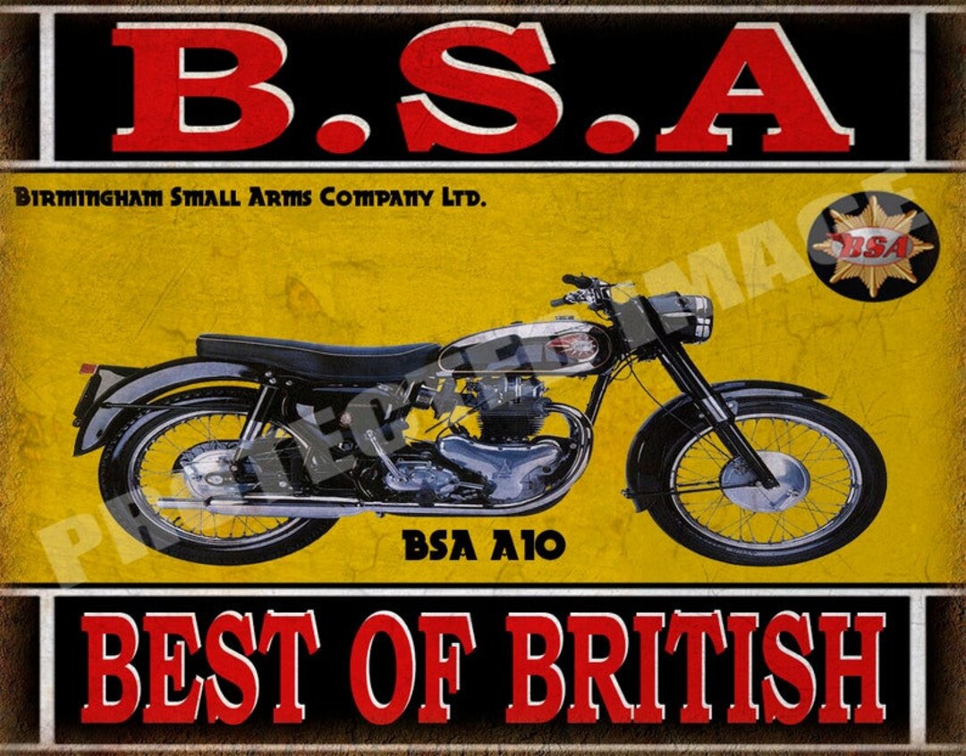 BSA A10, Vintage Retro Style Motorcycle , Metal , Tin Sign , Poster ...