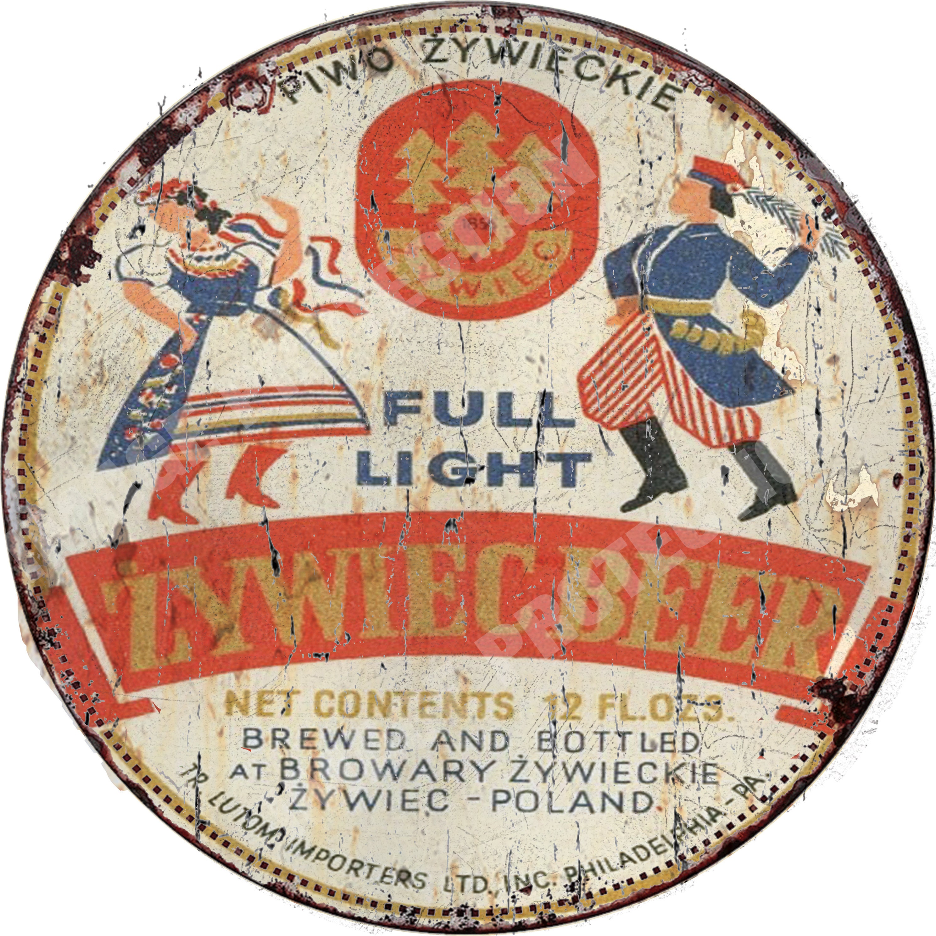 Famous Polish Beer Sign Zubr , Round Metal Tin Sign , 30cm Diameter 12 ...