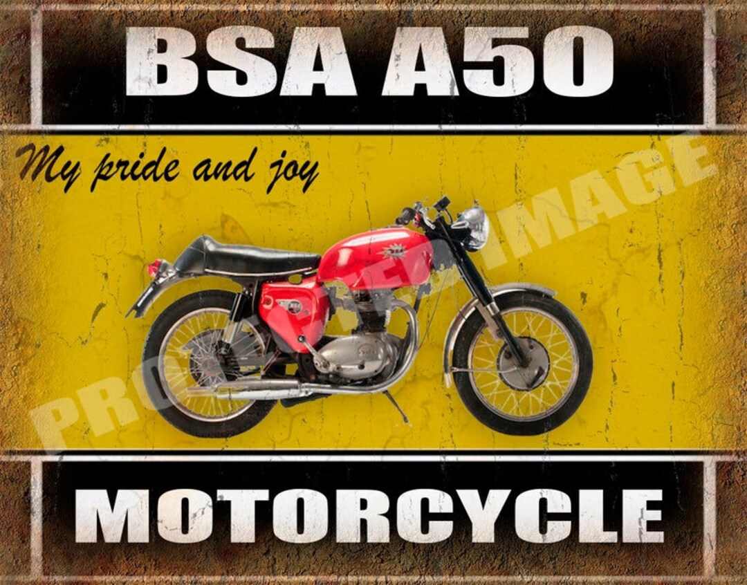 BSA A50, Vintage Retro Style Motorcycle , Metal , Tin Sign , Poster ...