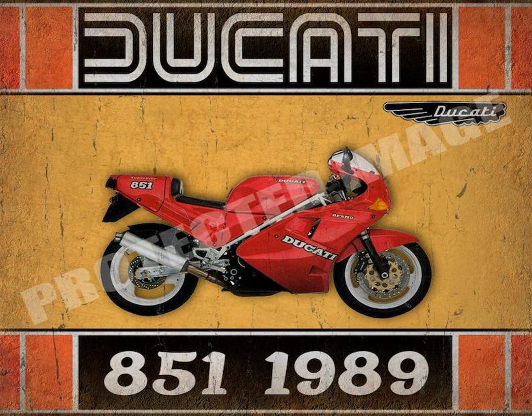 DUCATI 851 1989 Vintage Retro Style Motorcycle , Metal , Tin Sign ...