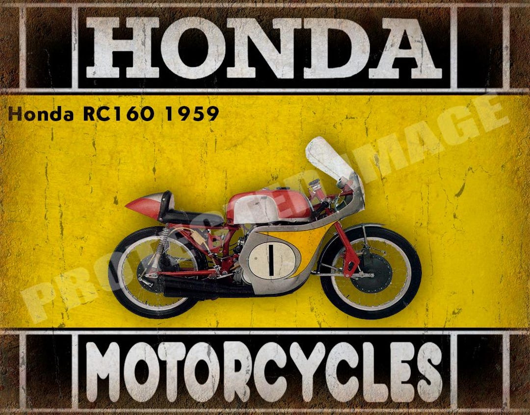 Honda RC160 1959 , Vintage Retro Style Motorcycle , Metal , Tin Sign ...