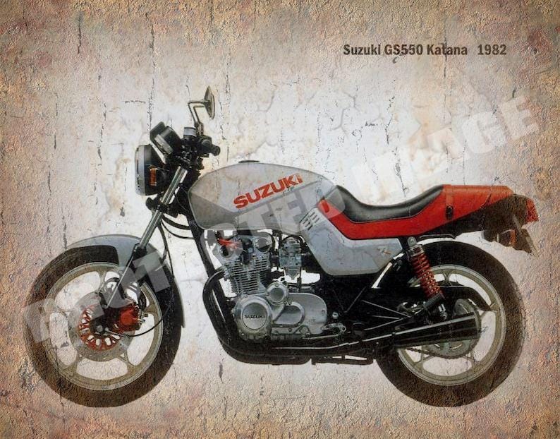 SUZUKI GS550 KATANA 1982 Vintage Retro Style Motorcycle , Metal , Tin ...