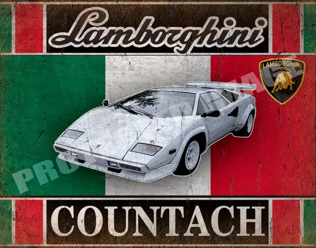 LAMBORGHINI COUNTACH , Vintage Retro Style , Metal , Tin Sign , Poster ...