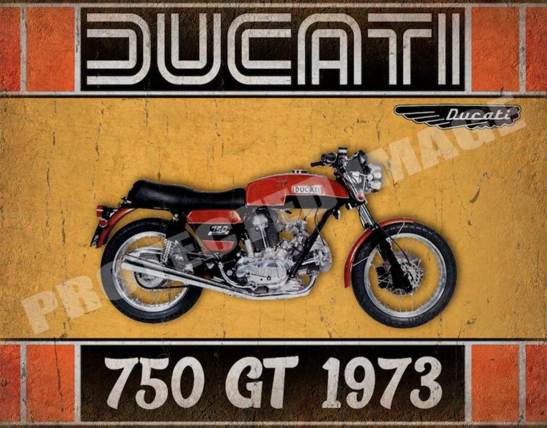 DUCATI 750 GT 1973 Vintage Retro Style Motorcycle , Metal , Tin Sign ...