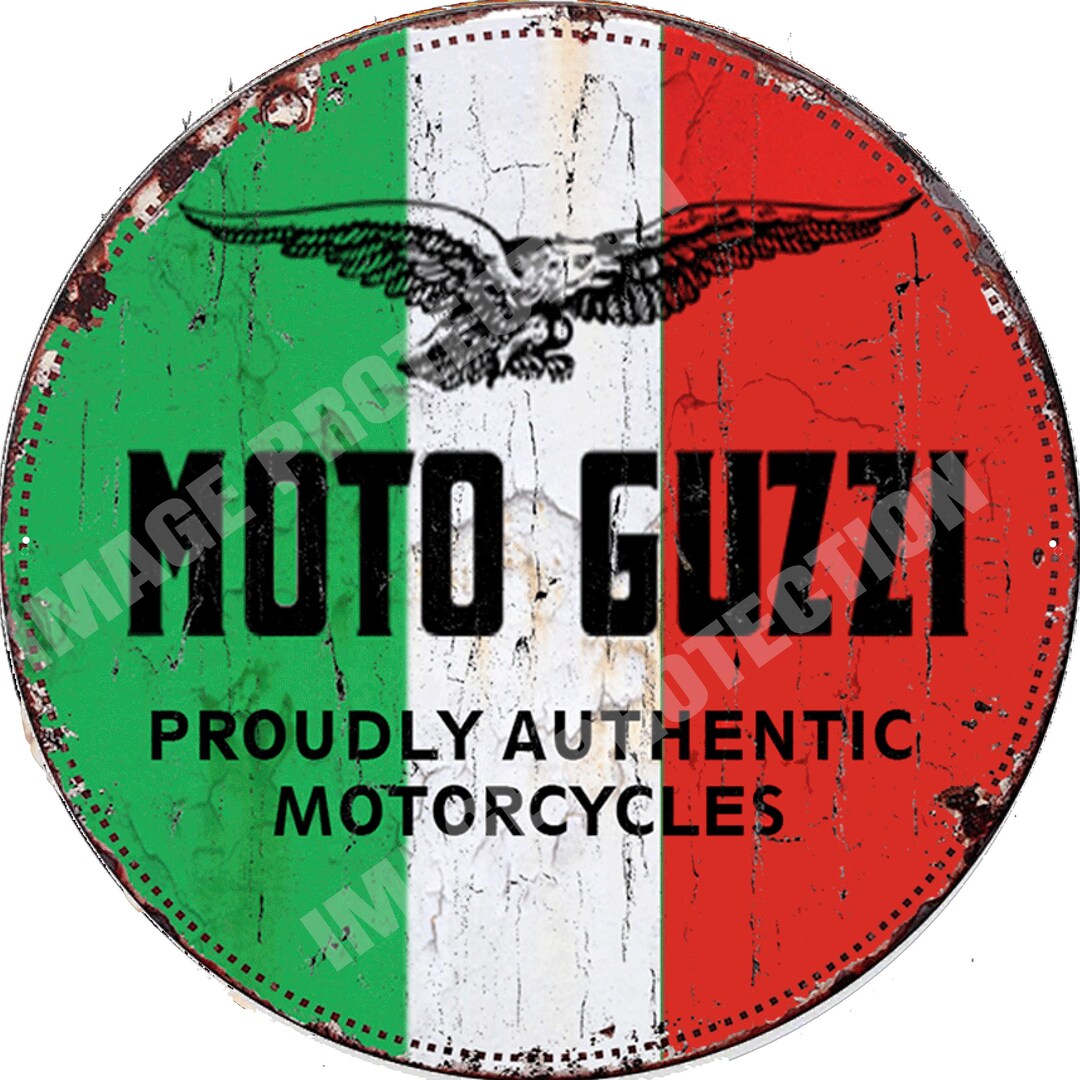 Moto Guzzi Motorcycle, Round Metal Tin Sign , 30cm Diameter 12" ,garage ...