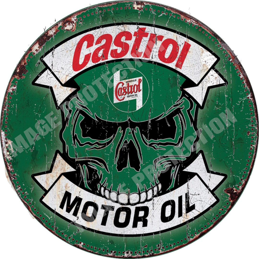 Castrol Motor Oil , Round Metal Tin Sign , 30cm Diameter 12" ,garage ...