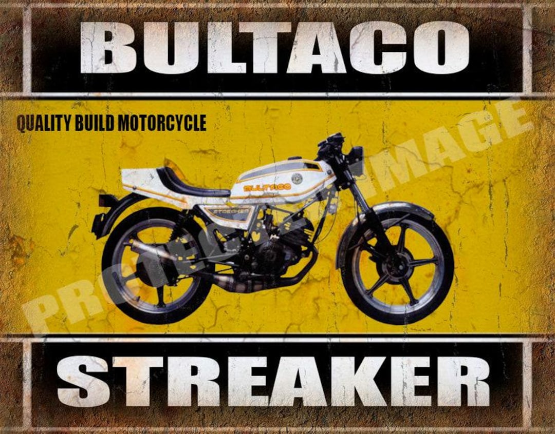 BULTACO STREAKER, Vintage Retro Style Motorcycle , Metal , Tin Sign ...