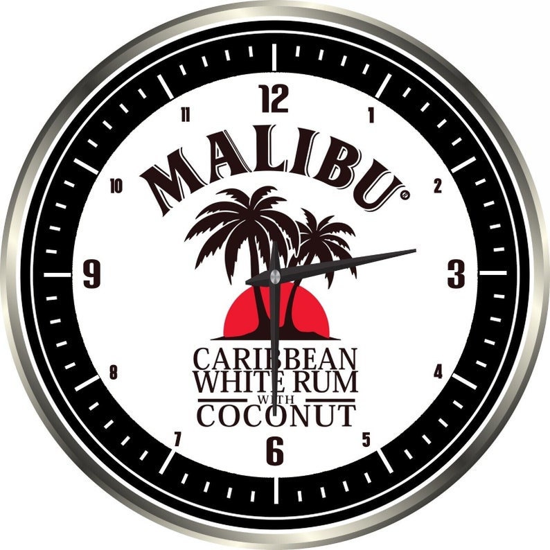 Malibu Rum Wall Clock , Perfect Decoration for Any Pub , Bar 25cm ...