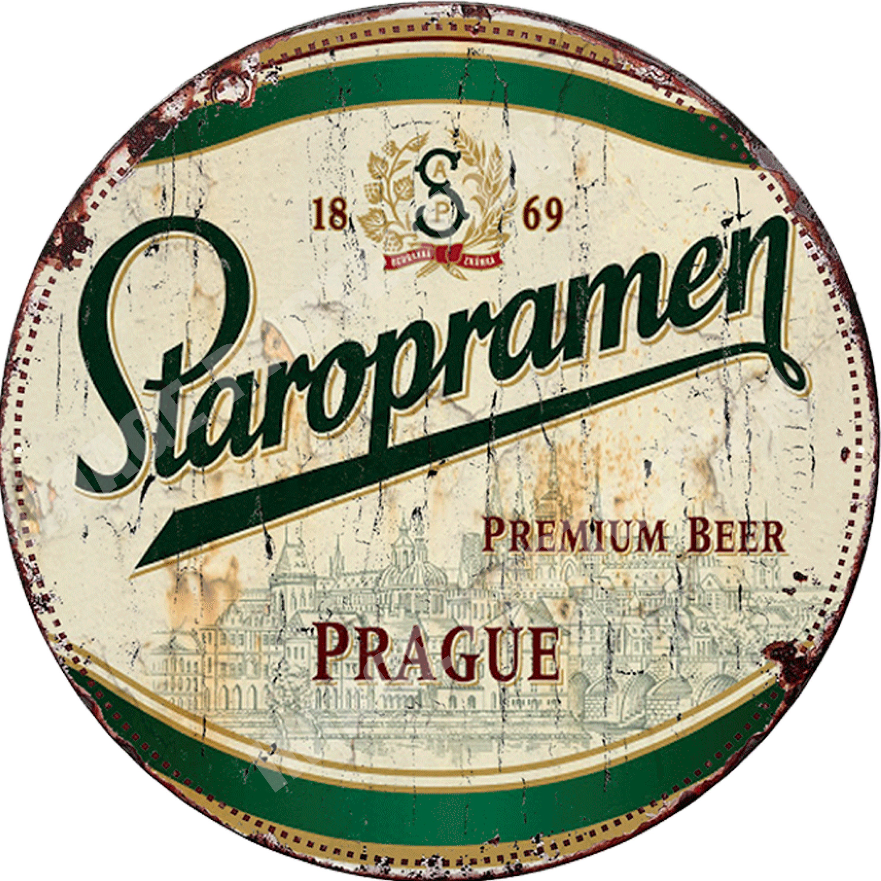 Famous Czech Beer Sign , Round Metal Tin Sign , 30cm Diameter 12" , Pub ...
