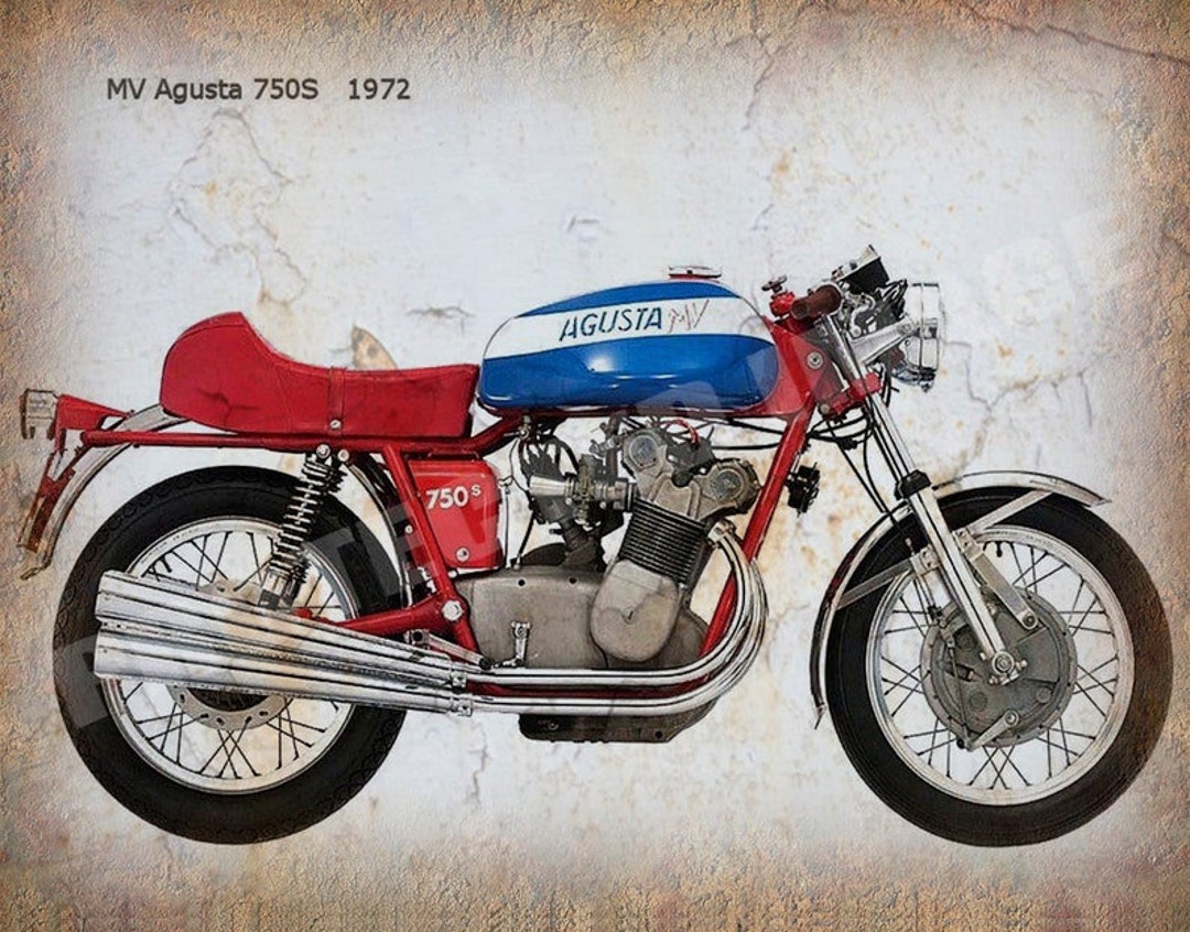 MV Agusta 750S 1972 Vintage Retro Style Motorcycle , Metal , Tin Sign ...