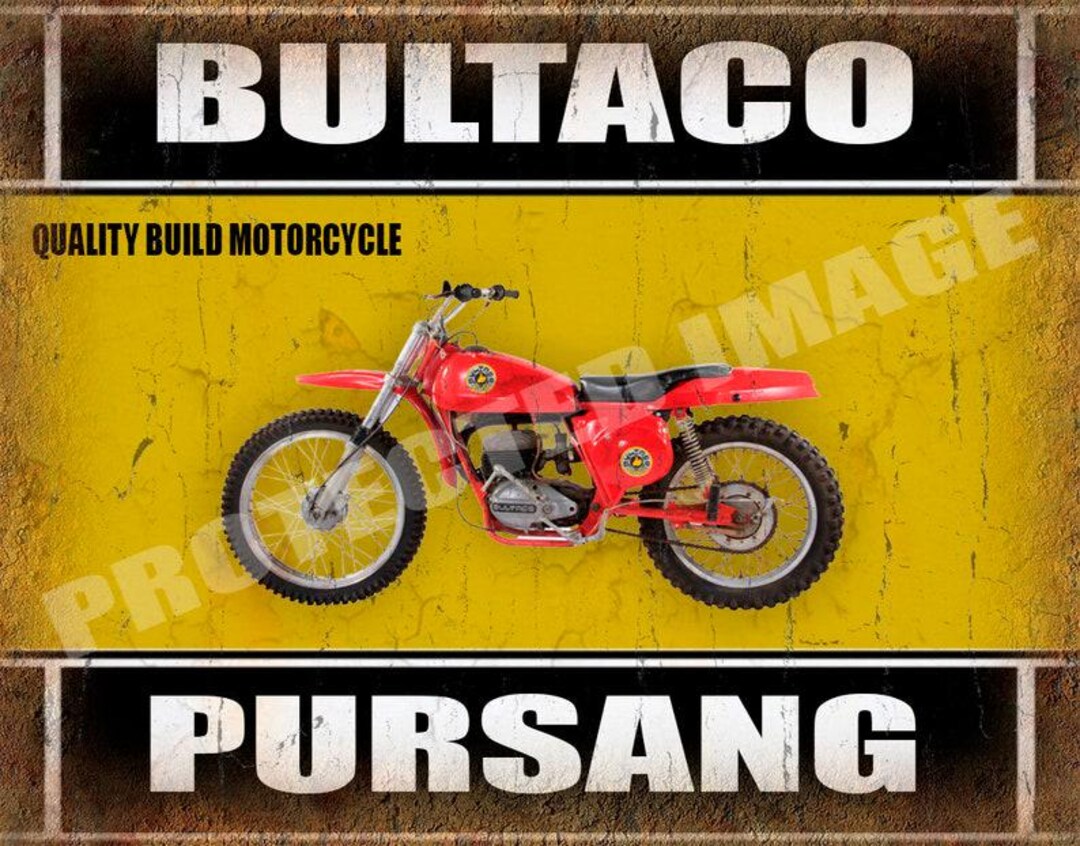 BULTACO PURSANG, Vintage Retro Style Motorcycle , Metal , Tin Sign ...