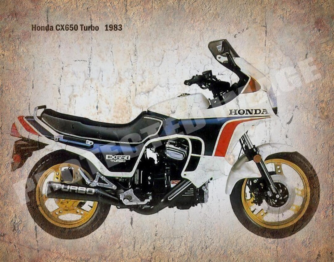 HONDA CX650 TURBO 1983 , Vintage Retro Style Motorcycle , Metal , Tin Sign , Poster Wall Plaque ...