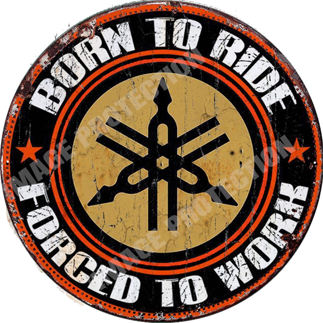 Born to Ride Yamaha Motorcycle , Round Metal Tin Sign , 30cm Diameter ...