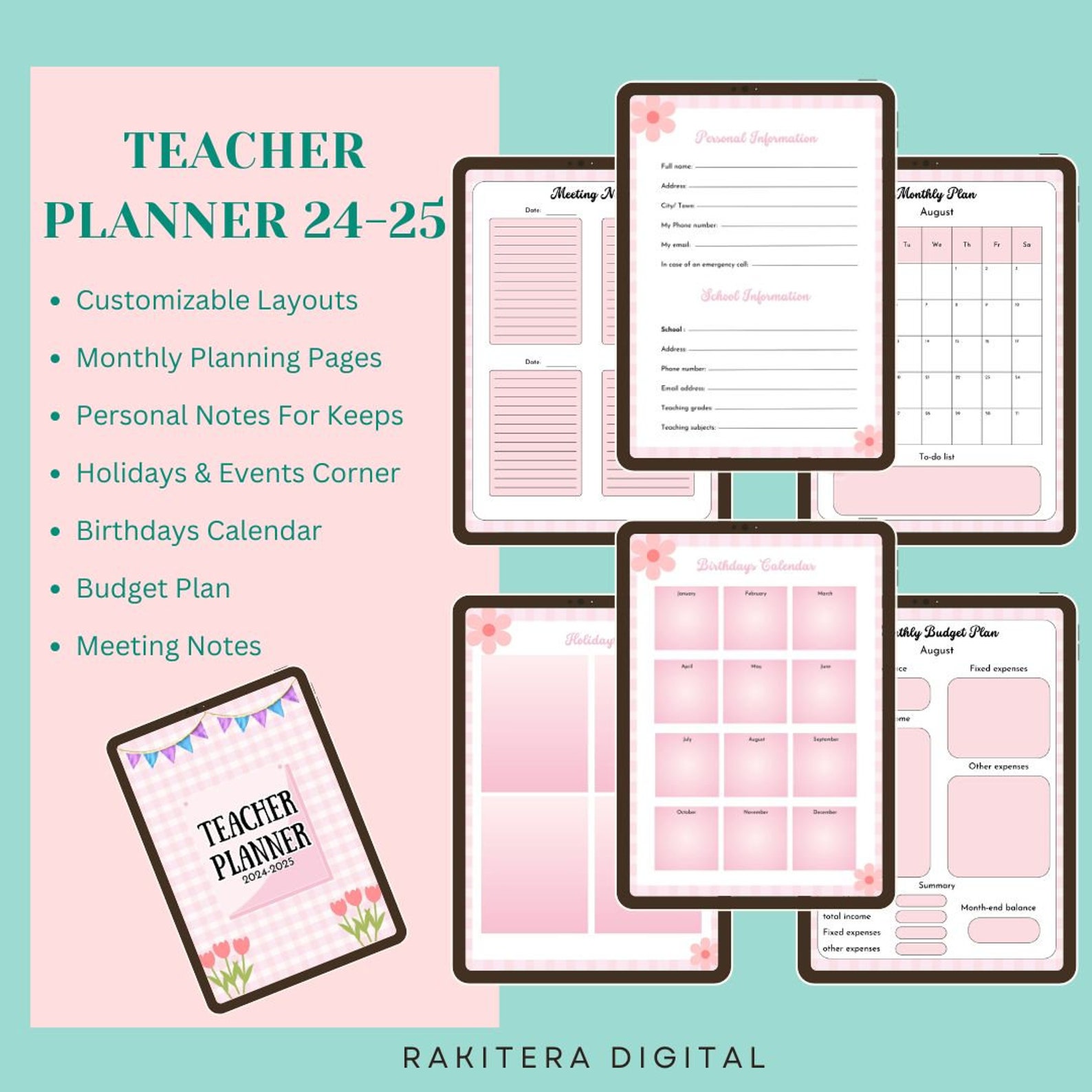 Teacher Digital Planner Template for Teacher Resources Digital Teacher ...