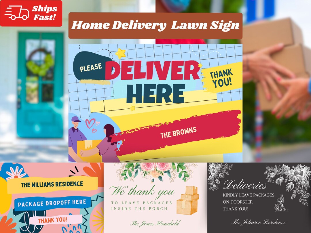Home Delivery Lawn Sign, Customizable Name, Delivery Banner, Porch Yard ...