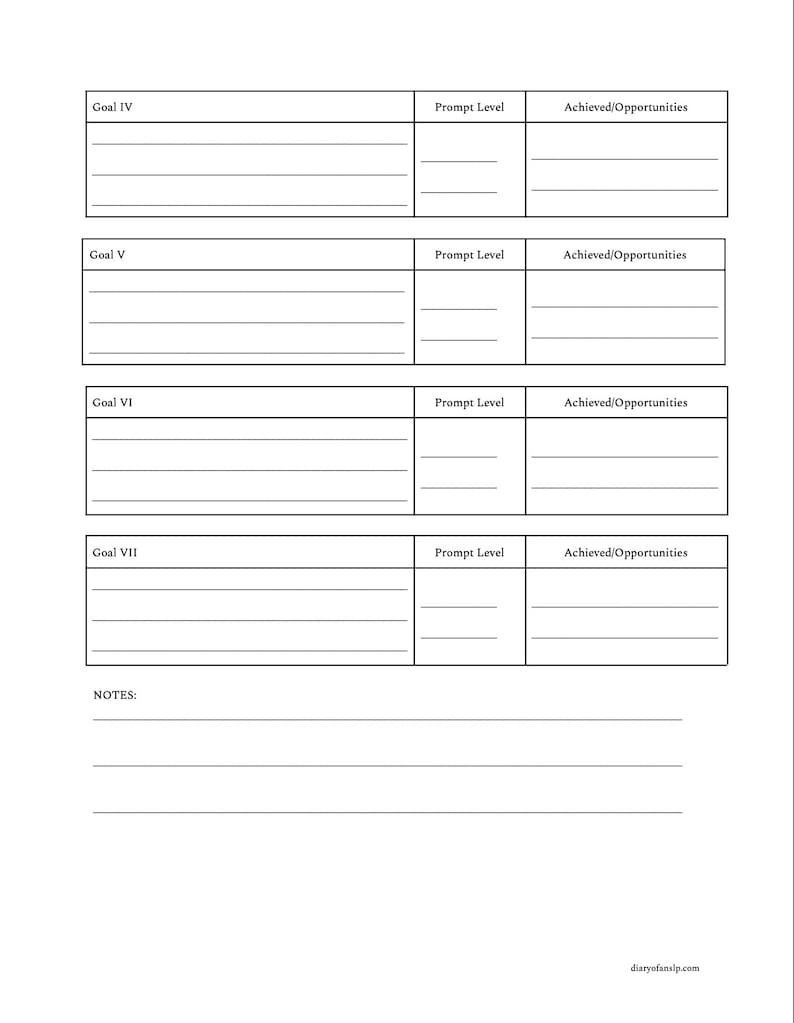 SLP Data Tracking Sheet - Etsy