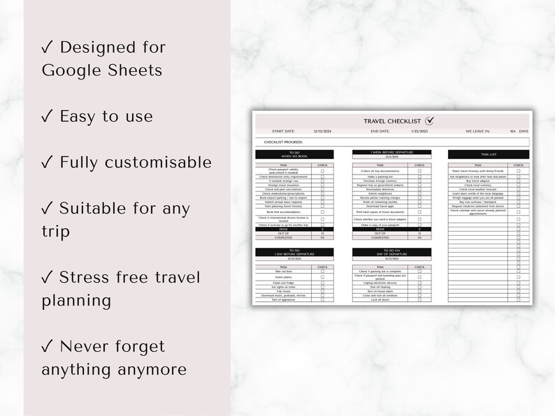 Travel Checklist | Digital Travel Planner | Digital Holiday Planner ...