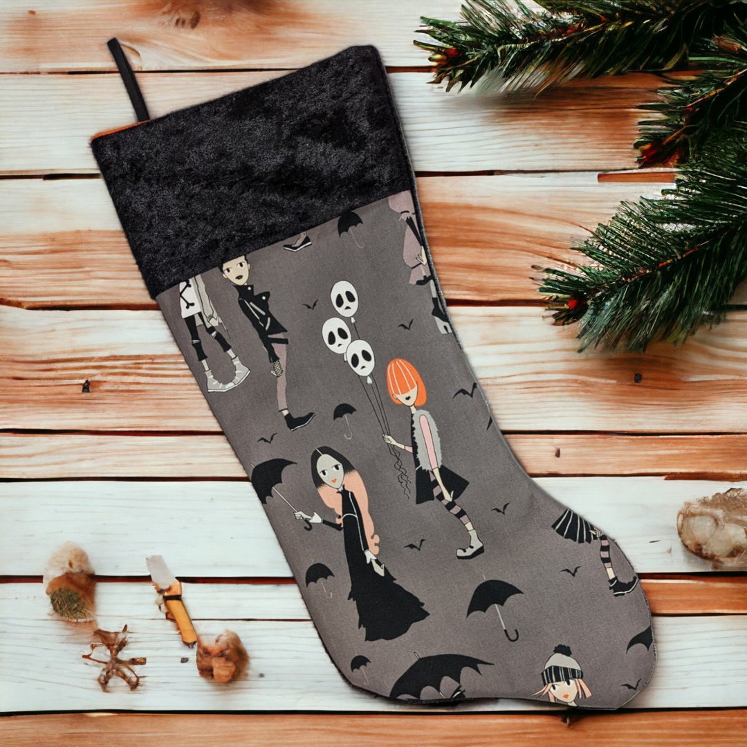 Goth Girl Creepmas Holiday Stocking | Gothic Christmas Decor| Black ...