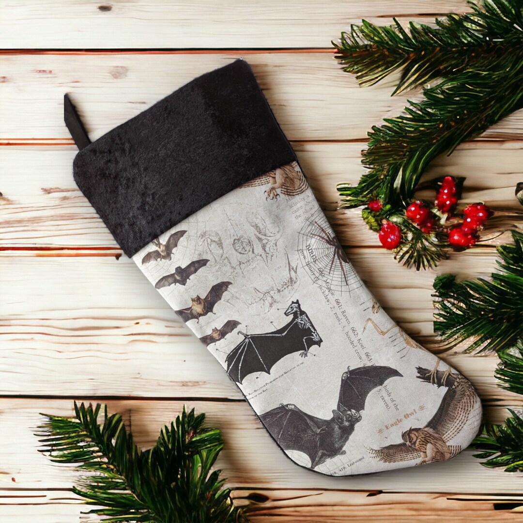 Bat Specimen Illustrated Creepmas Holiday Stocking | Gothic Christmas ...