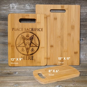 Place Sacrifice Here Satanic BBQ Set | Laser Engraved Bamboo Cutting ...