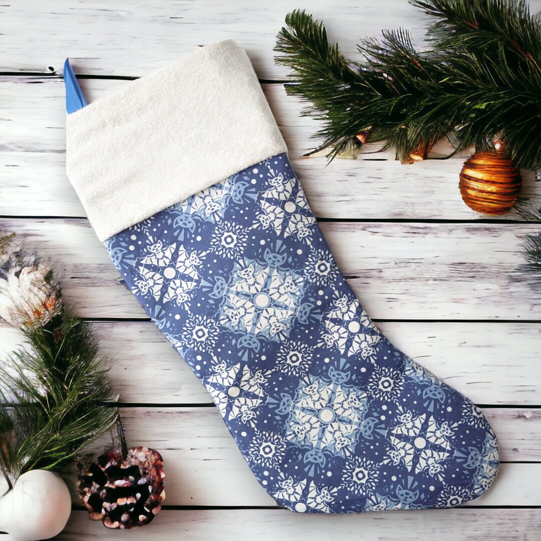 Bat Snowflake Creepmas Holiday Stocking | Gothic Christmas Decor| Blue ...