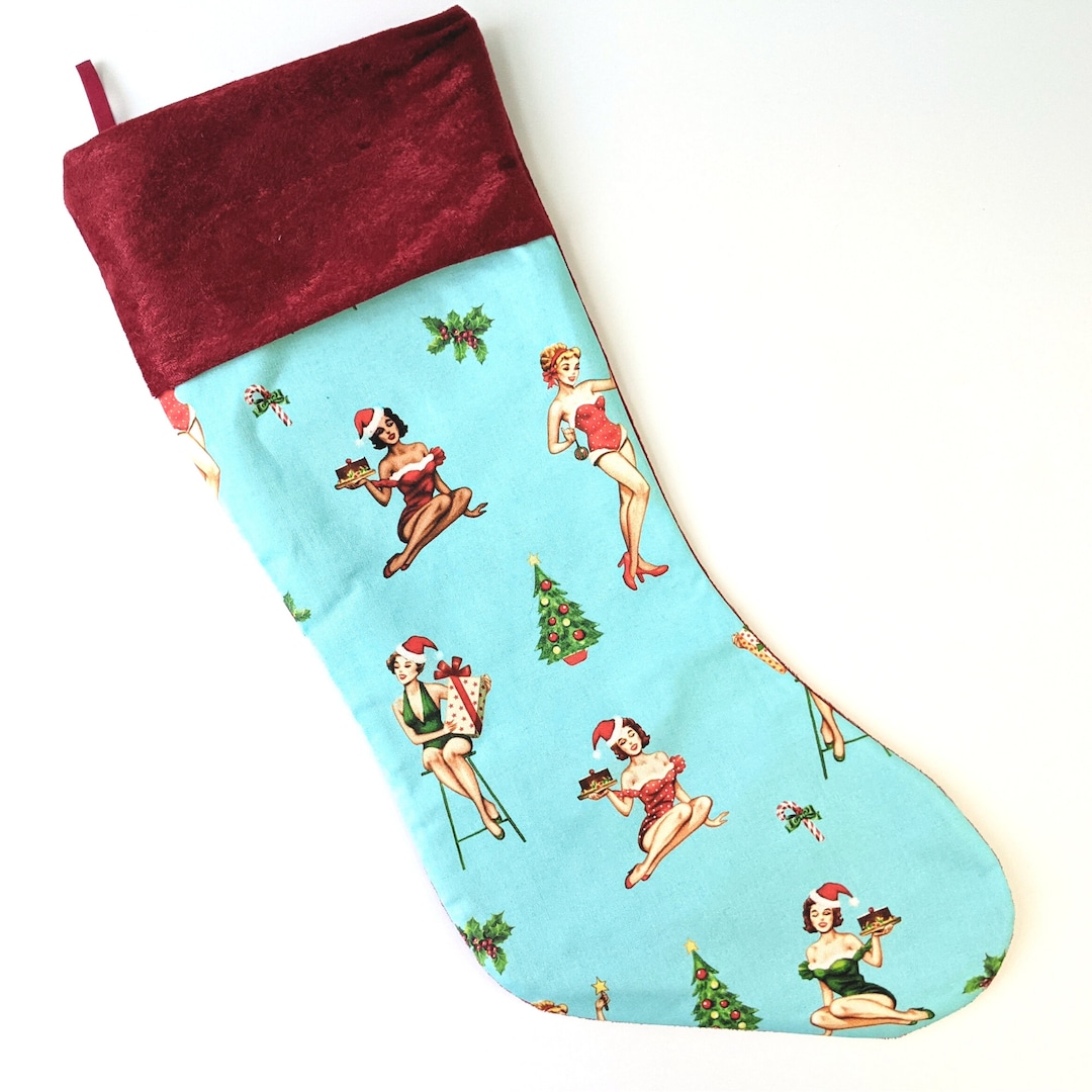 Retro Holiday Pinup Premium, Fully Lined Christmas Stocking | Santa ...