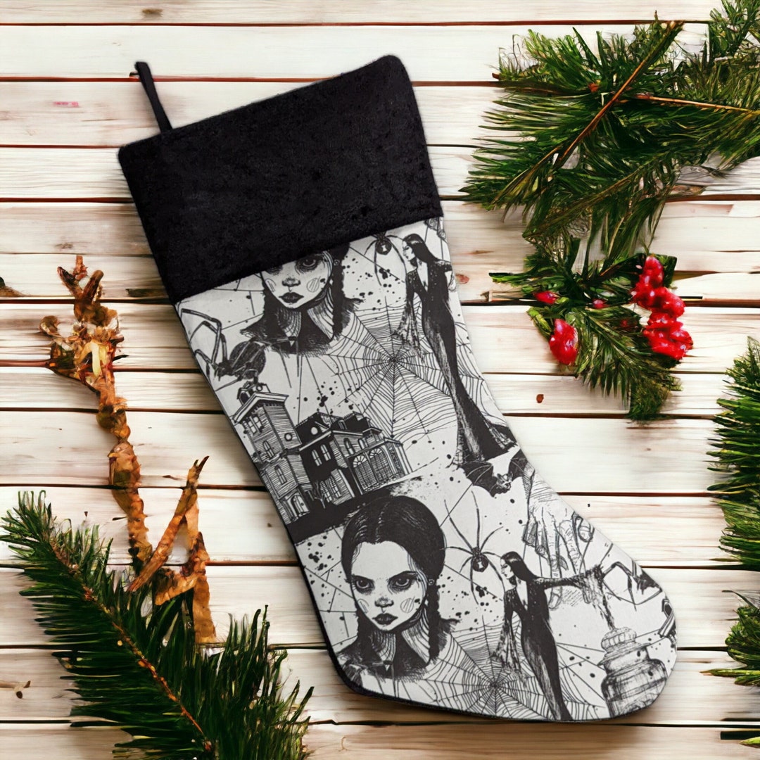 Spooky Girl Wednesday Inspired Creepmas Holiday Stocking | Gothic ...