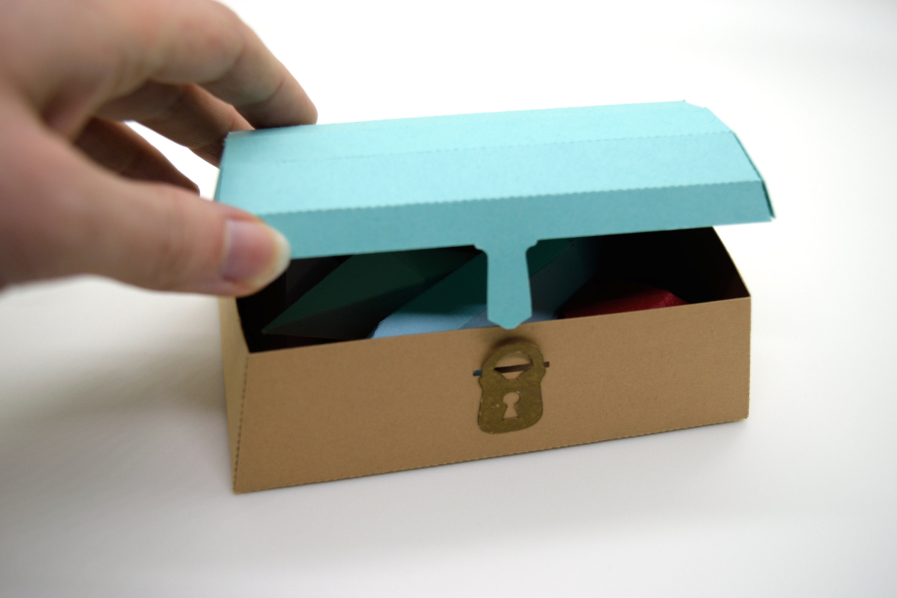 Treasure Chest Gift Box Flat Shapes With Instructions Papercraft ...